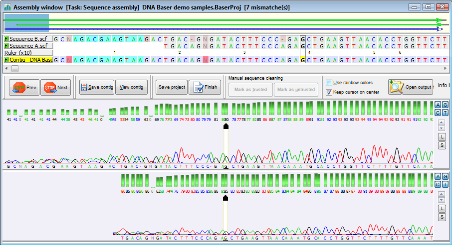 Assemble two chromatogram files with DNA Sequence Assembler. DNA ...