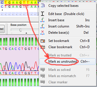 Manual end trimming. Assembling contigs from chromatogram files (SCF ...